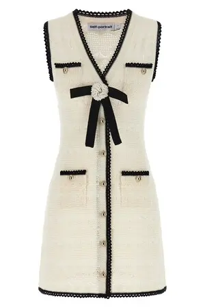 SELF-PORTRAIT Pointelle Knit Mini Dress