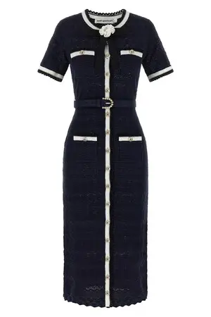 SELF-PORTRAIT Pointelle Knit Midi Dress