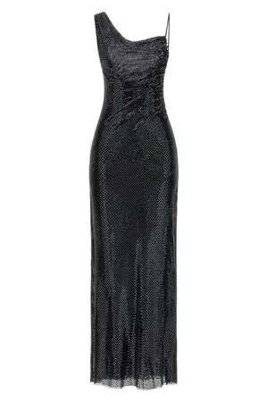 SELF-PORTRAIT Rhinestone Draped Maxi Dress