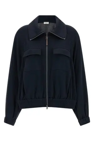 Brunello Cucinelli Shiny Zipper Pull' Sweatshirt - Blue