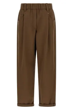 Brunello Cucinelli Stretch Cotton Trousers - Brown