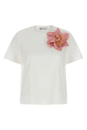 Tory Burch Floral Applique Cotton T-shirt