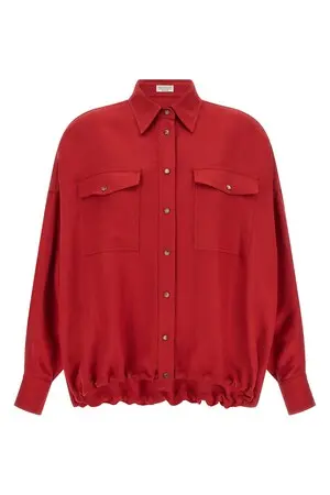 Brunello Cucinelli Linen Blend Twill Shirt - Red