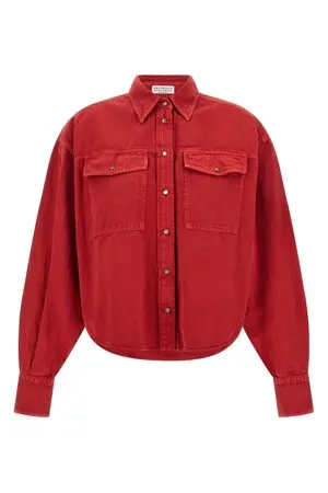 Brunello Cucinelli Cotton And Linen Shirt - Red
