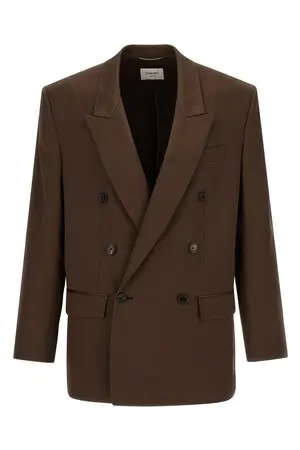 Saint Laurent Satin Blazer - Brown