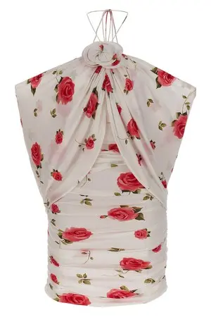 Magda Butrym Rose Print Draped Mini Dress - Multi