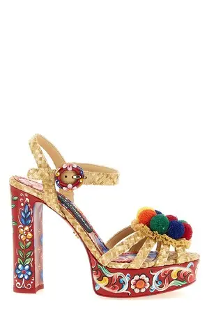 Dolce & Gabbana Keira Raffia Sandals - Multi