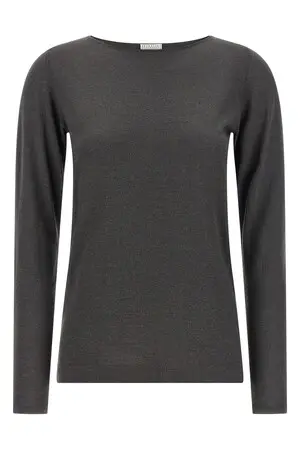Brunello Cucinelli Metallic Shaved Cashmere And Silk Sweater