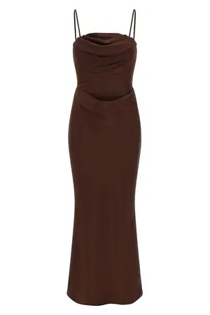 ROTATE BY BIRGER CHRISTENSEN Corsage Long Satin Dress - Brown