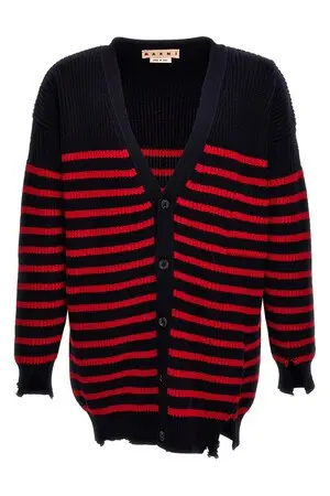 Marni Destroyed Effect Striped Cardigan - Multi