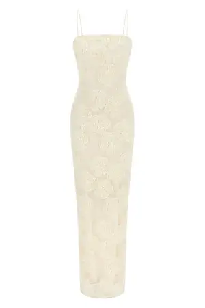 ROTATE BY BIRGER CHRISTENSEN Flower Mesh Tube Dress