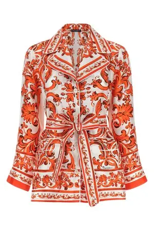 Dolce & Gabbana Maiolica Print Silk Vanity Shirt