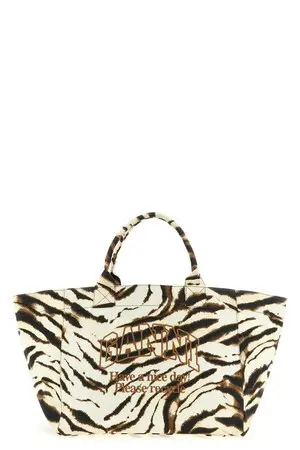 GANNI Xxl Zebra Shopping Bag - Beige
