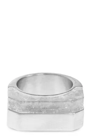 Rick Owens Double Crystal Hollywood' Ring - Silver