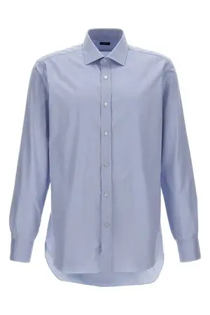 BARBA NAPOLI Textured Cotton Shirt - Light Blue