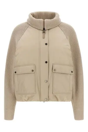 Brunello Cucinelli Knit Insert Down Jacket - Beige
