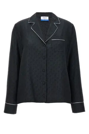 Off-White Off Jacquard Silk And Cotton Blend Shirt - Black