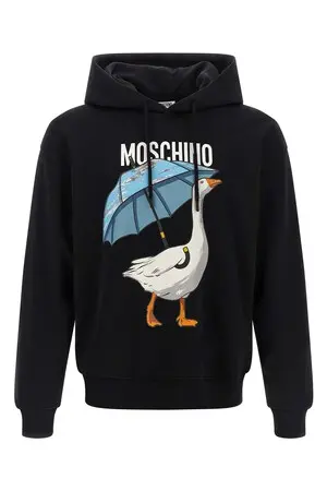 Moschino Goose Print Cotton Hoodie - Black