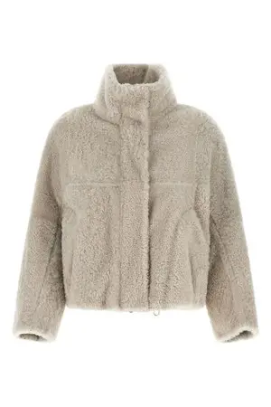 Brunello Cucinelli Cropped Shearling Jacket - Beige