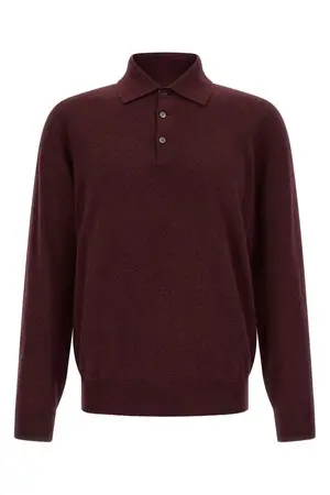 Brunello Cucinelli Cashmere Knit Polo Shirt - Bordeaux