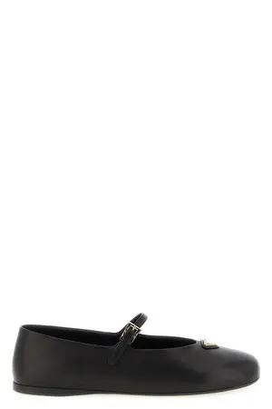 Prada Nappa Leather Mary Jane Flats - Black