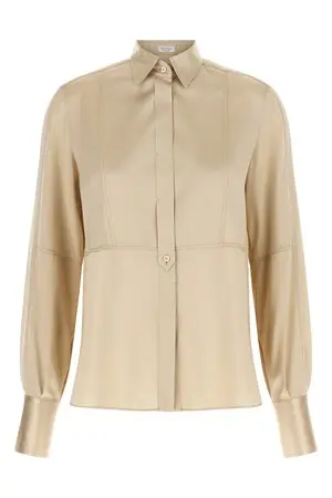 Brunello Cucinelli Satin Silk Shirt - Beige