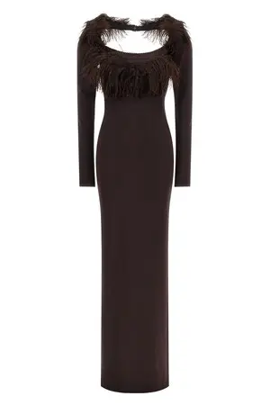 Attico Feather Embellished Maxi Dress