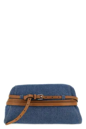 Moschino Tie Me Large Denim Clutch - Blue