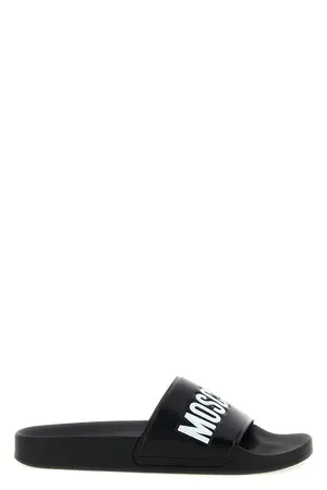 Moschino Pool Slide Sandals - White/black