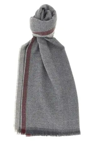 Brunello Cucinelli Diagonal Wool And Cashmere Scarf - Gray