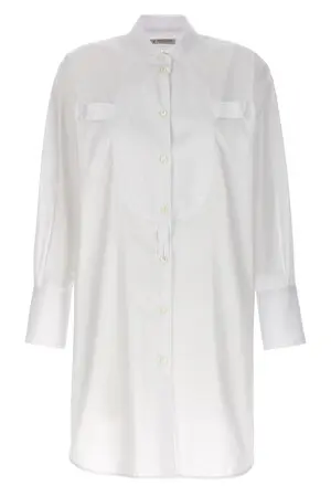 Alberto Biani Long Plastron Tuxedo Shirt - White