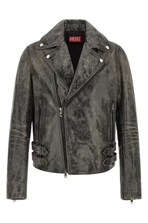 DIESEL® L-eon-cjcm Leather Biker Jacket - Gray