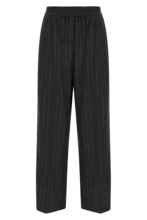 Brunello Cucinelli Micro Sequin Pinstripe Pants - Gray