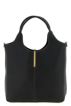 TOD'S Small Metal Plate Shopping Bag - Black