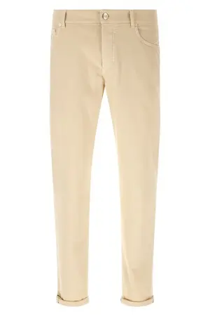 Brunello Cucinelli Logo Embroidery Jeans - Beige