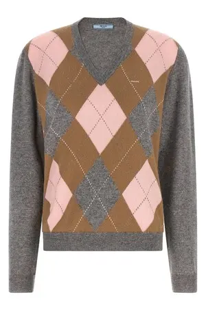 Prada Cashmere Argyle Sweater - Gray