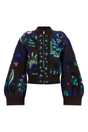 Sacai Floral Jacquard Blouson - Brown