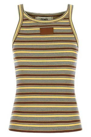 Fendi Striped Ribbed Knit Top