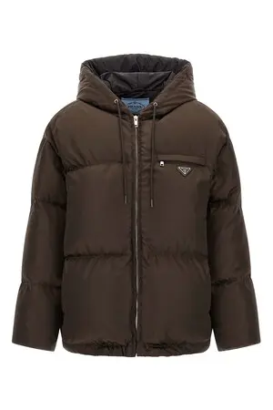 Prada Re-nylon Down Jacket - Brown