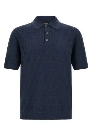 Fendi Ff Cotton Polo Shirt - Blue