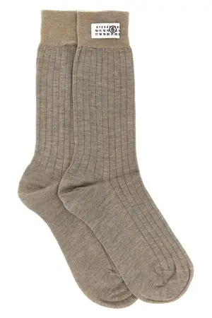 MAISON MARGIELA Numeric Signature Socks - Beige