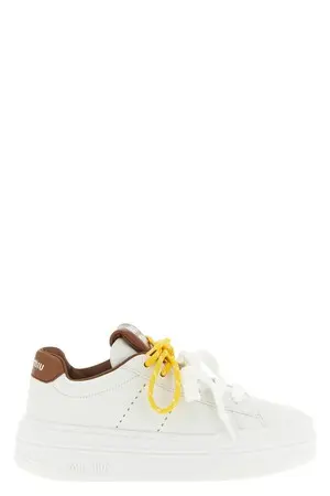 Miu Miu Double Lacing Leather Sneakers - Brown
