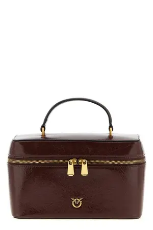 Pinko Crumpled Effect Leather Handbag - Brown