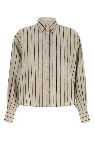 Brunello Cucinelli Sparkling Stripes' Shirt - Beige