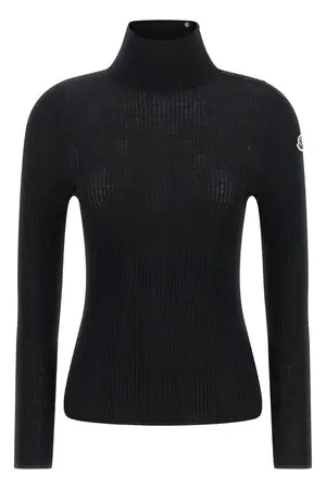 Moncler Logo Turtleneck Sweater - Black
