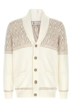 Brunello Cucinelli Braided Jacquard Shoulders Cardigan