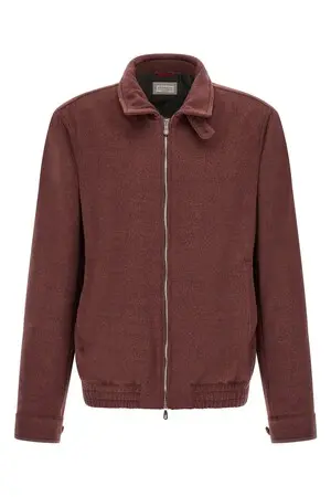 Brunello Cucinelli Virgin Wool Beaver Bomber Jacket - Bordeaux