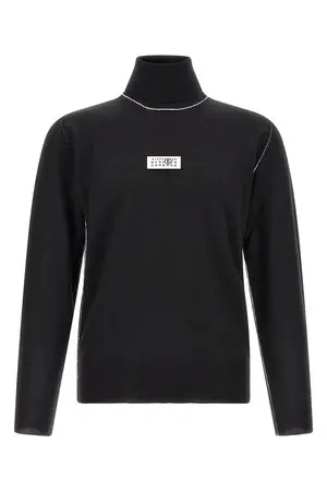 MAISON MARGIELA Turtleneck Sweater With Contrast Stitching - Black