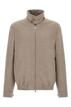 Brunello Cucinelli Virgin Wool Beaver Bomber Jacket - Beige