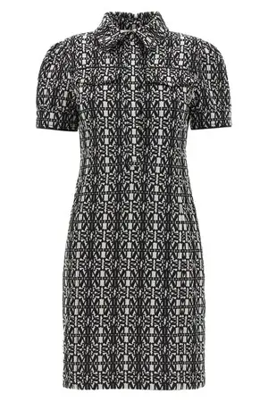 Max Mara Cesy Jacquard Logo Dress - White/black